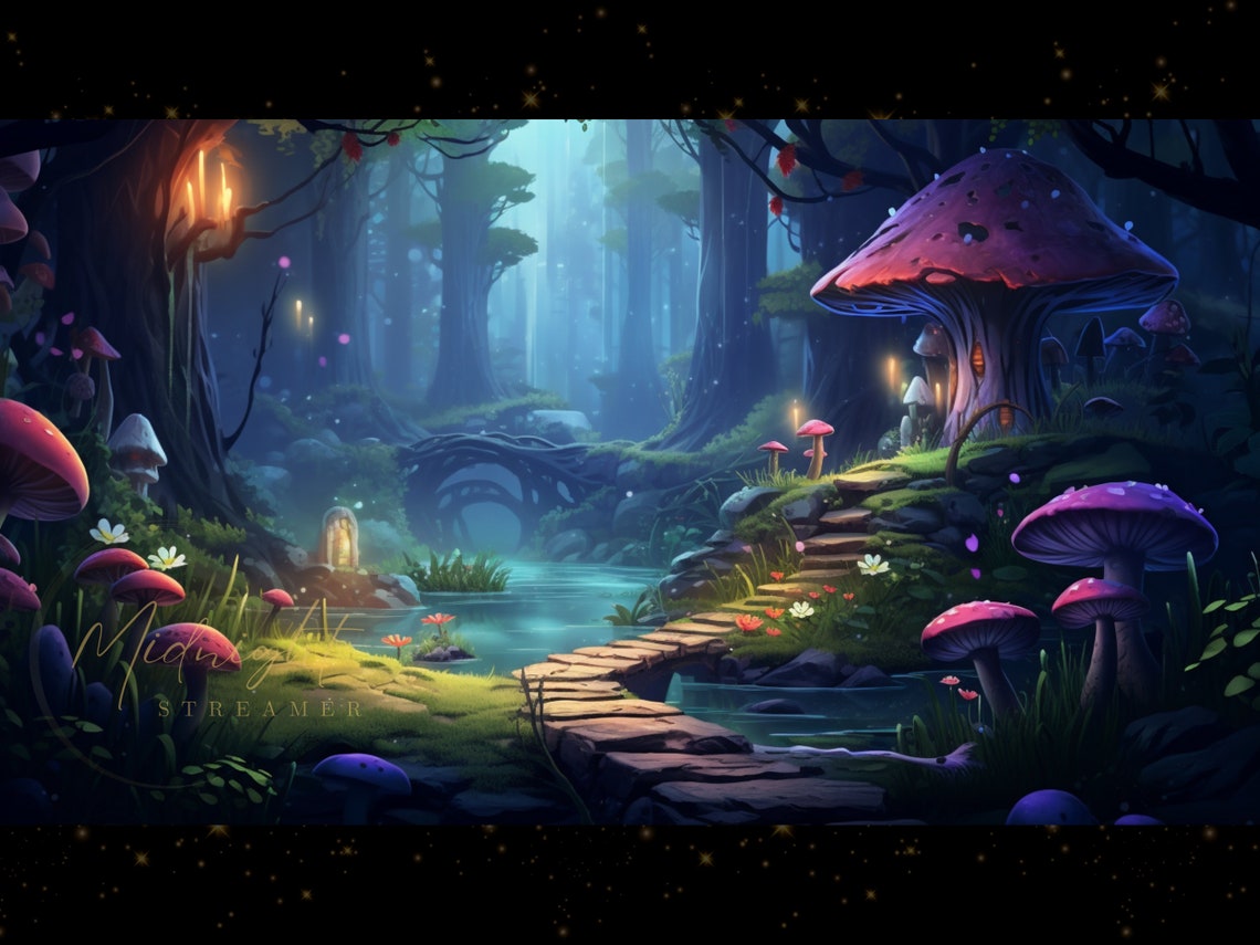 Vtuber Animated Background, Cozy Lofi Enchanted Forest, Green Twitch ...