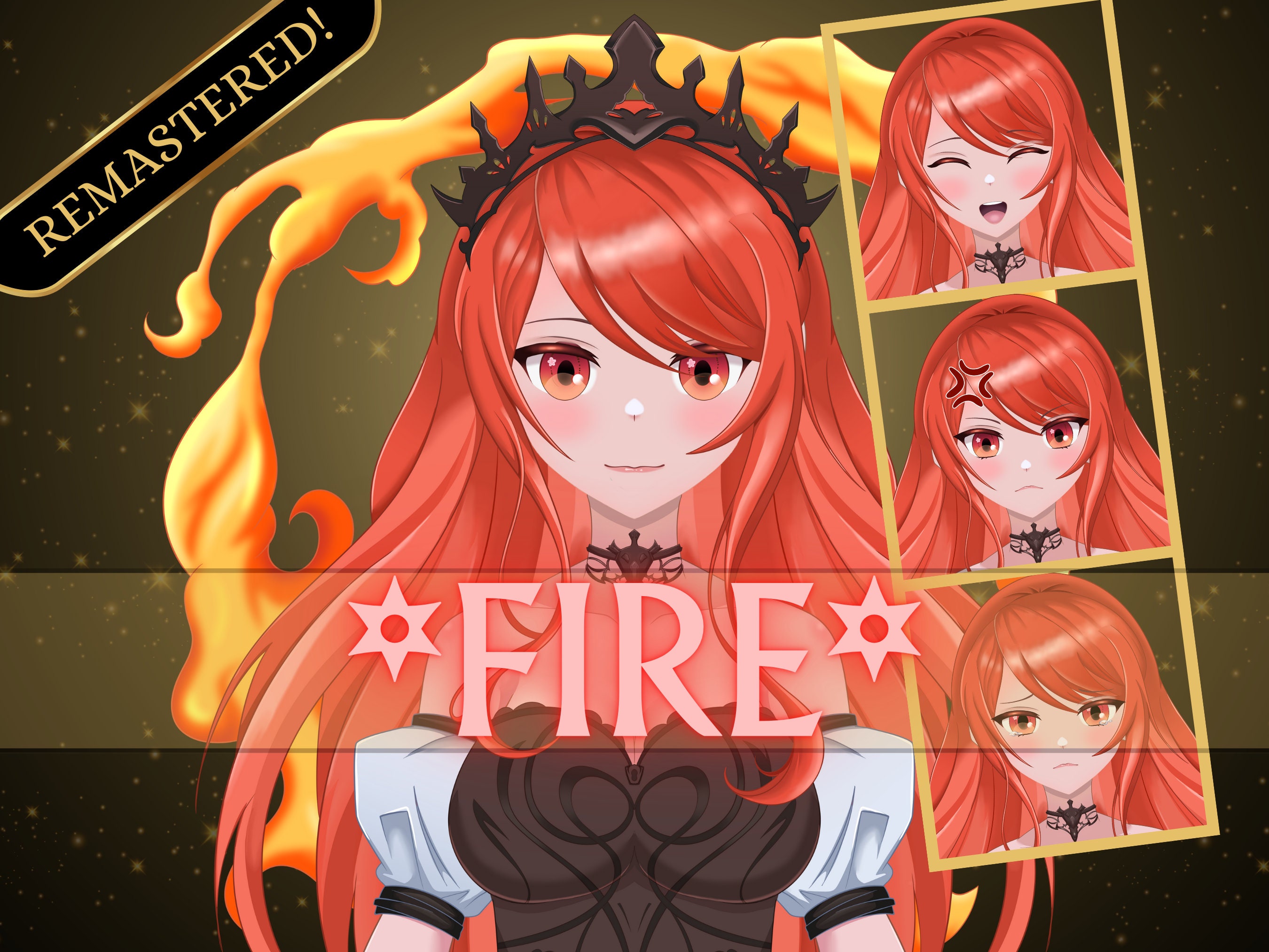Vtuber Model for Commercial Use, Live2d Vtuber Fire Element, Premade ...