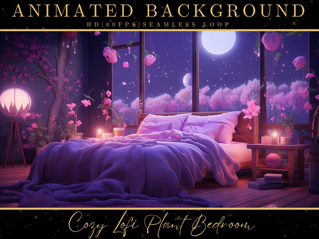 Vtuber Animated Background, Cozy Lofi Plant Bedroom, Pink Twitch ...