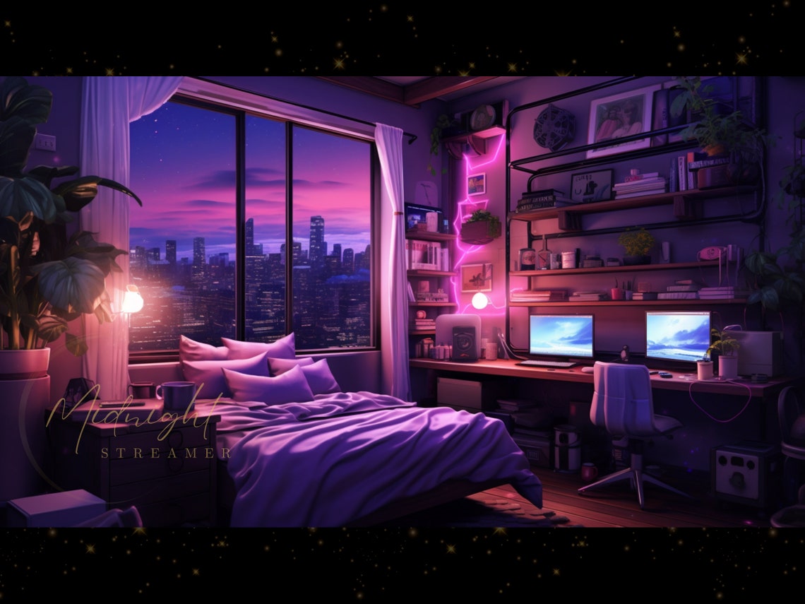 Vtuber Animated Background, Cozy Lofi Bedroom, Pink Twitch Fantasy ...