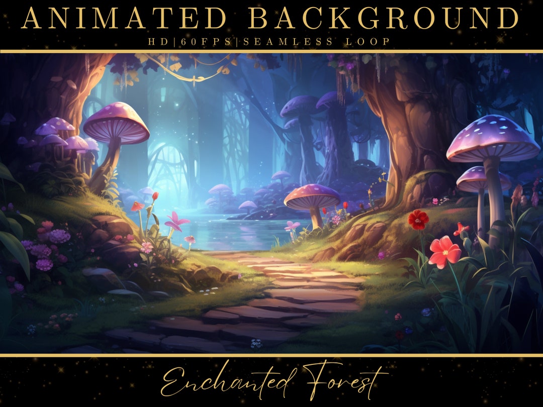 Vtuber Animated Background, Cozy Lofi Enchanted Forest, Green Twitch ...