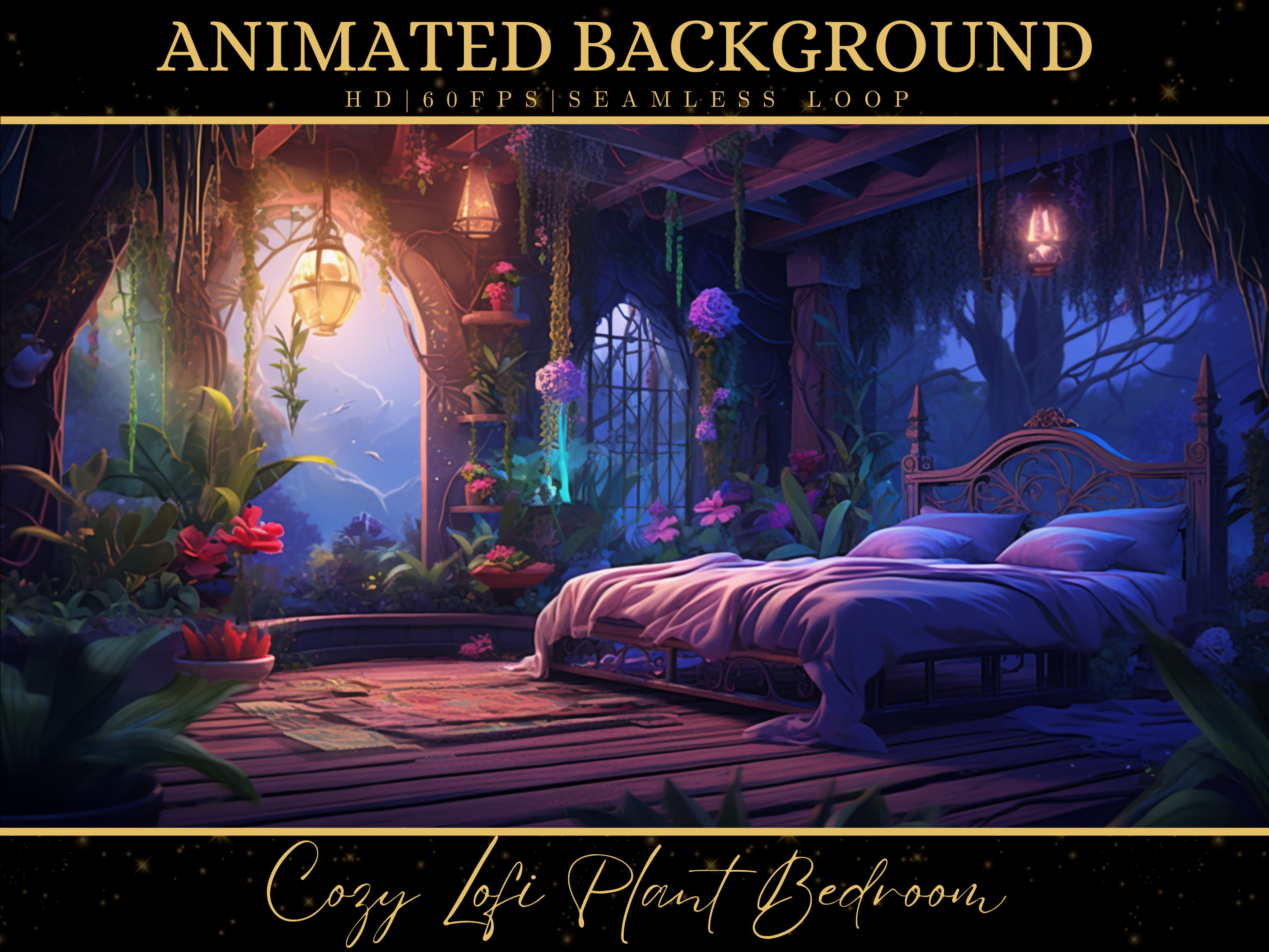 Vtuber Animated Background, Cozy Lofi Plant Bedroom Scene, Twitch ...