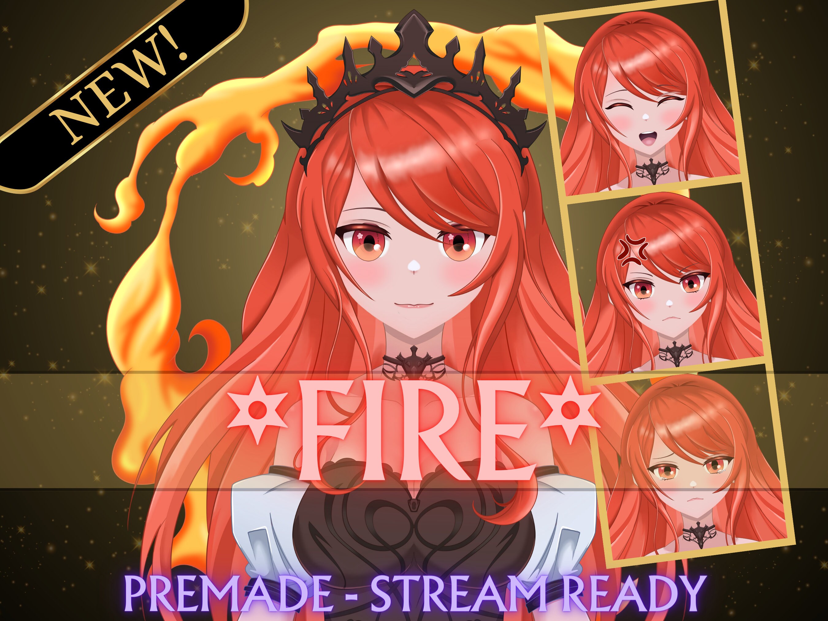 Vtuber Model for Commercial Use Live2d Vtuber Fire Element - Etsy UK