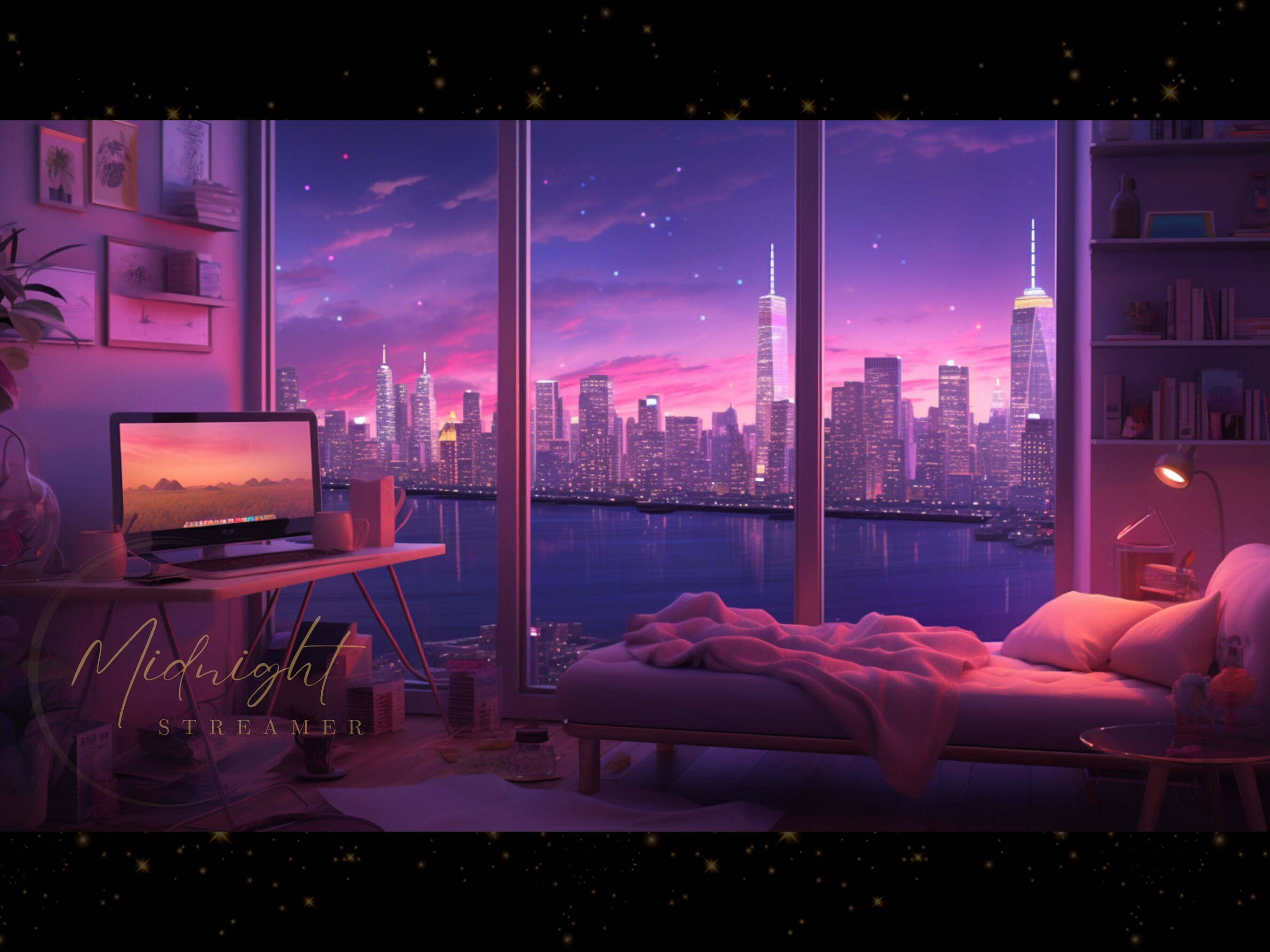 Vtuber Animated Background, Cozy Lofi Bedroom, Pink Twitch Fantasy ...