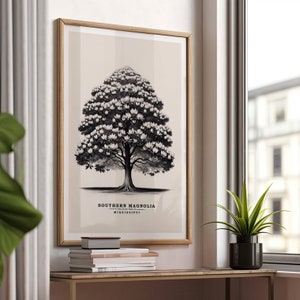 Mississippi State Tree | Southern Magnolia | Vintage Sketch | Tree ...