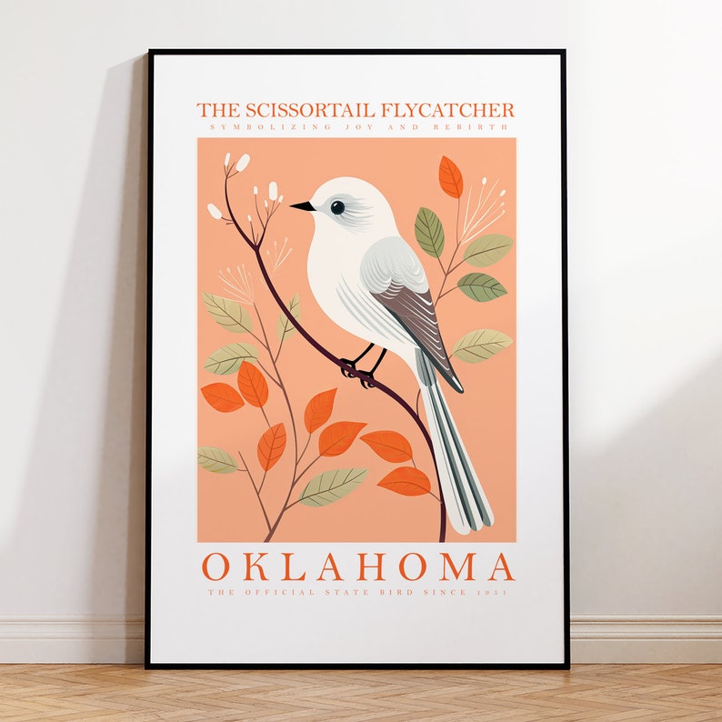 Oklahoma State Bird Print | Scissortail Flycatcher | Print at Home ...