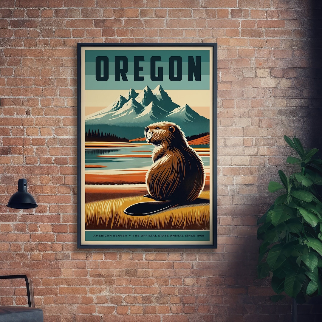 Oregon State Animal | Vintage Prints | American Beaver | Print at Home ...