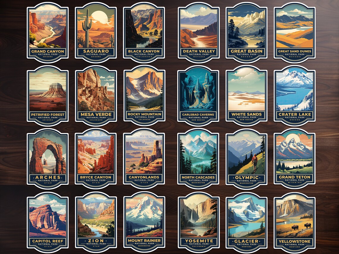 24 National Parks Stickers | Pack 02 | Nature Stickers | Adventure ...