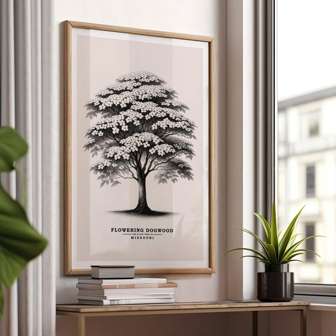 Missouri State Tree, Flowering Dogwood, Vintage Sketch, Tree Poster ...