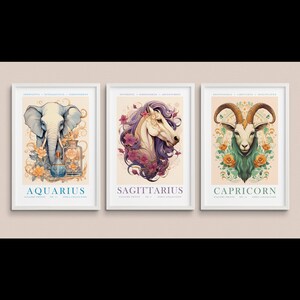 12 Signs of the Zodiac Gallery Wall Set, All 12 Horoscopes Bundle ...