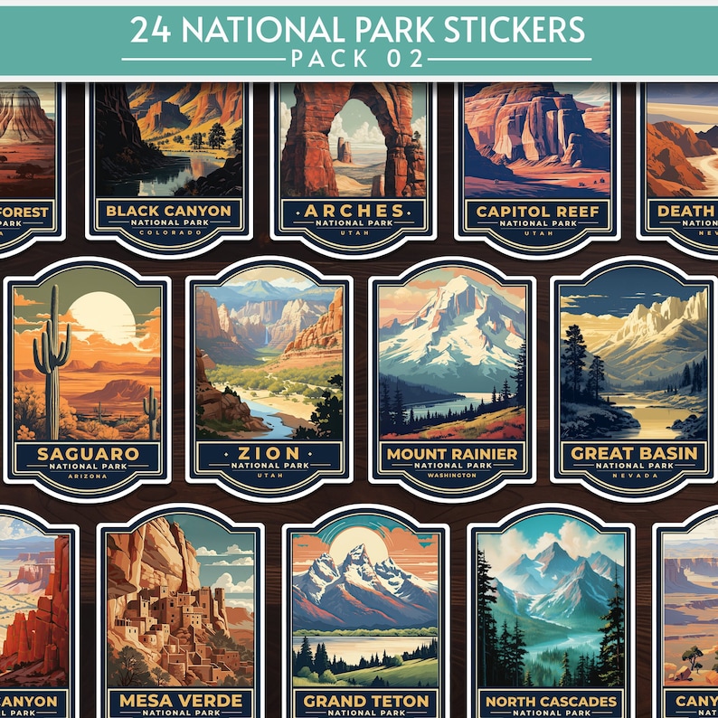 24 National Parks Stickers | Pack 02 | Nature Stickers | Adventure ...