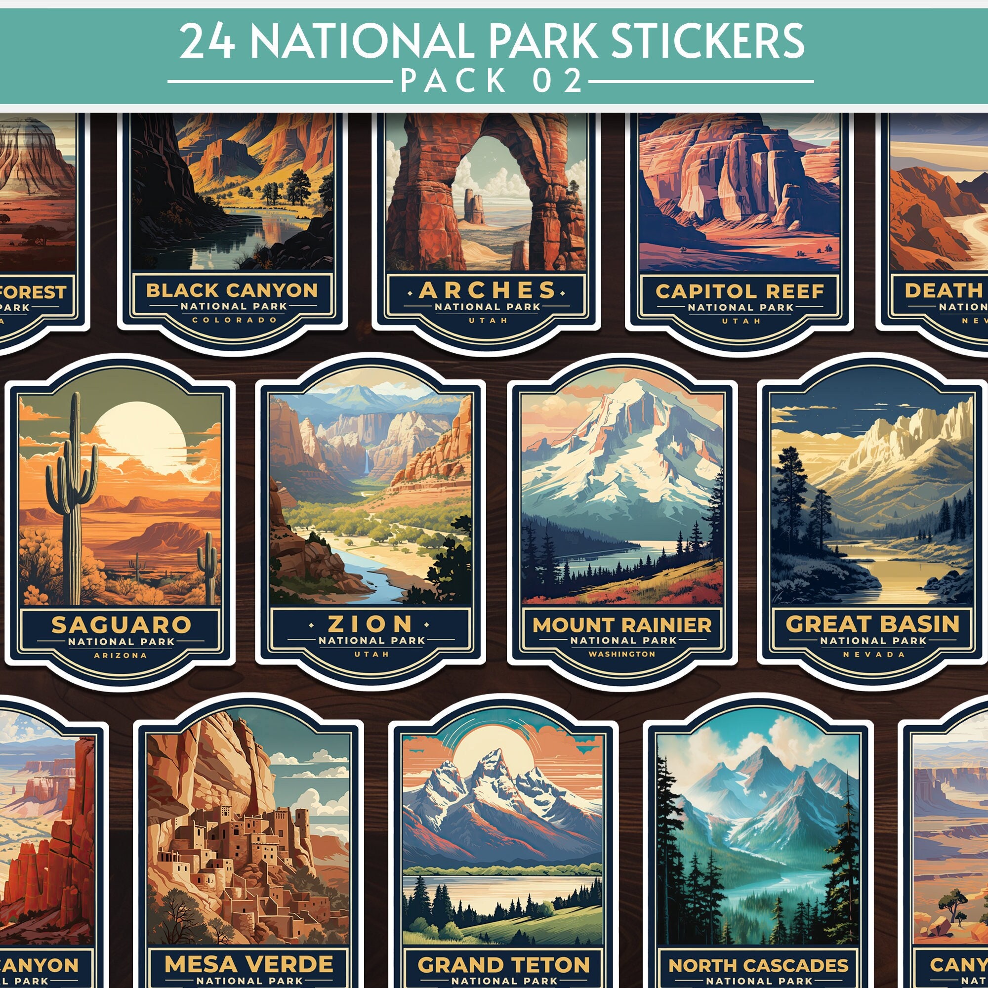 24 National Parks Stickers | Pack 02 | Nature Stickers | Adventure ...