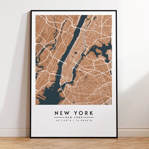 New York City Map | 10 Color Variations | City Map Prints | Instant ...
