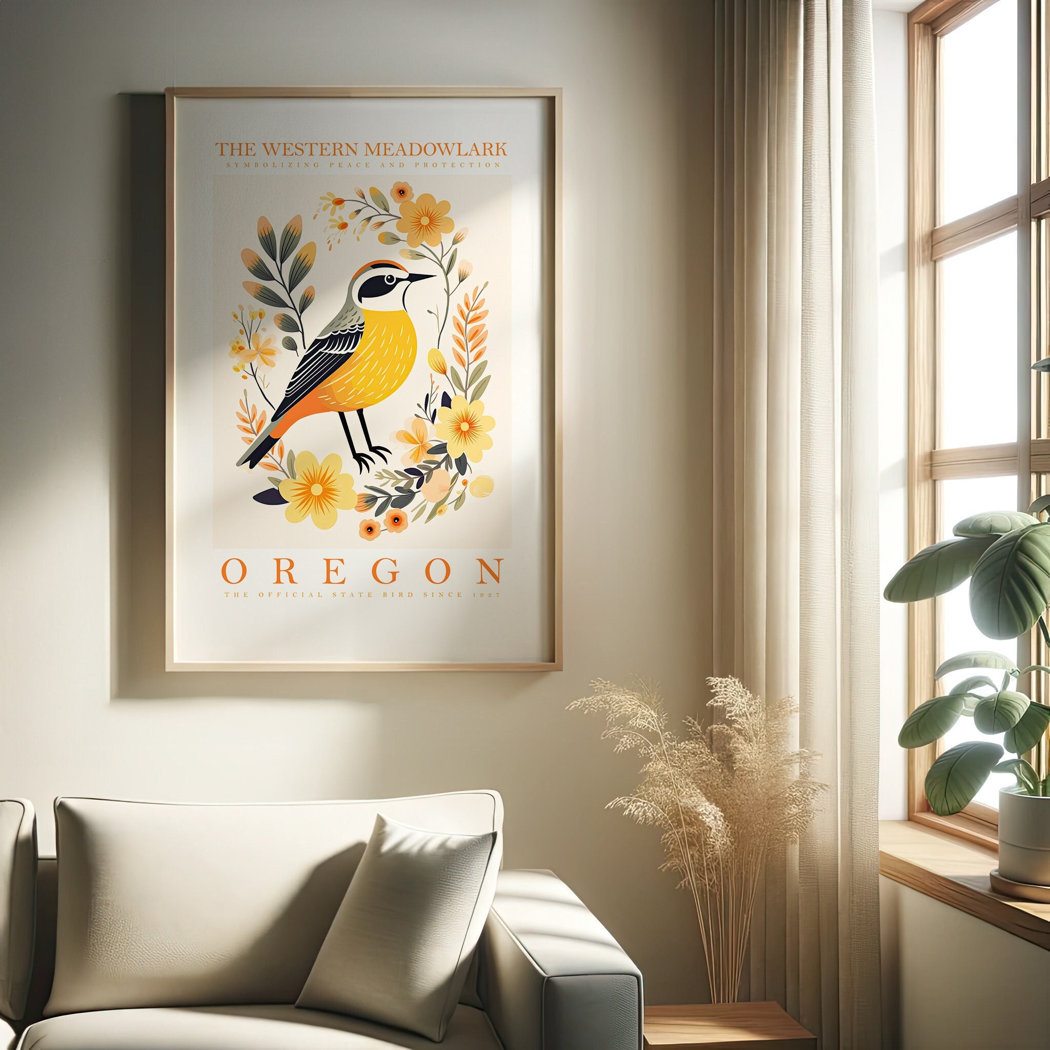 Oregon State Bird Print Meadowlark Print at Home Wall Art PRINTABLE ...