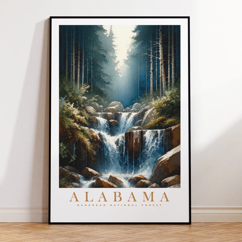 Alabama Watercolor Print Bankhead Forest 50 US States Collection Wall ...
