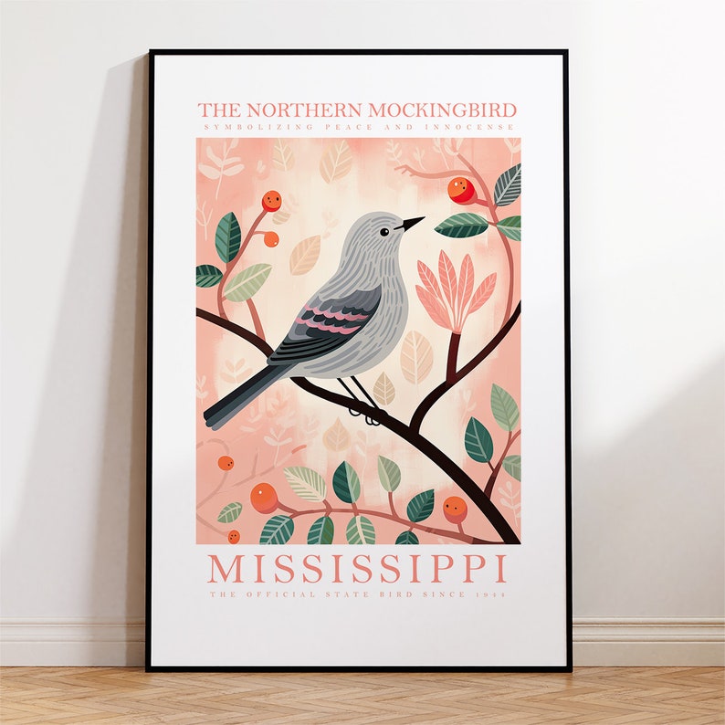 Mississippi State Bird Print | Mockingbird | Print at Home | Wall Art ...