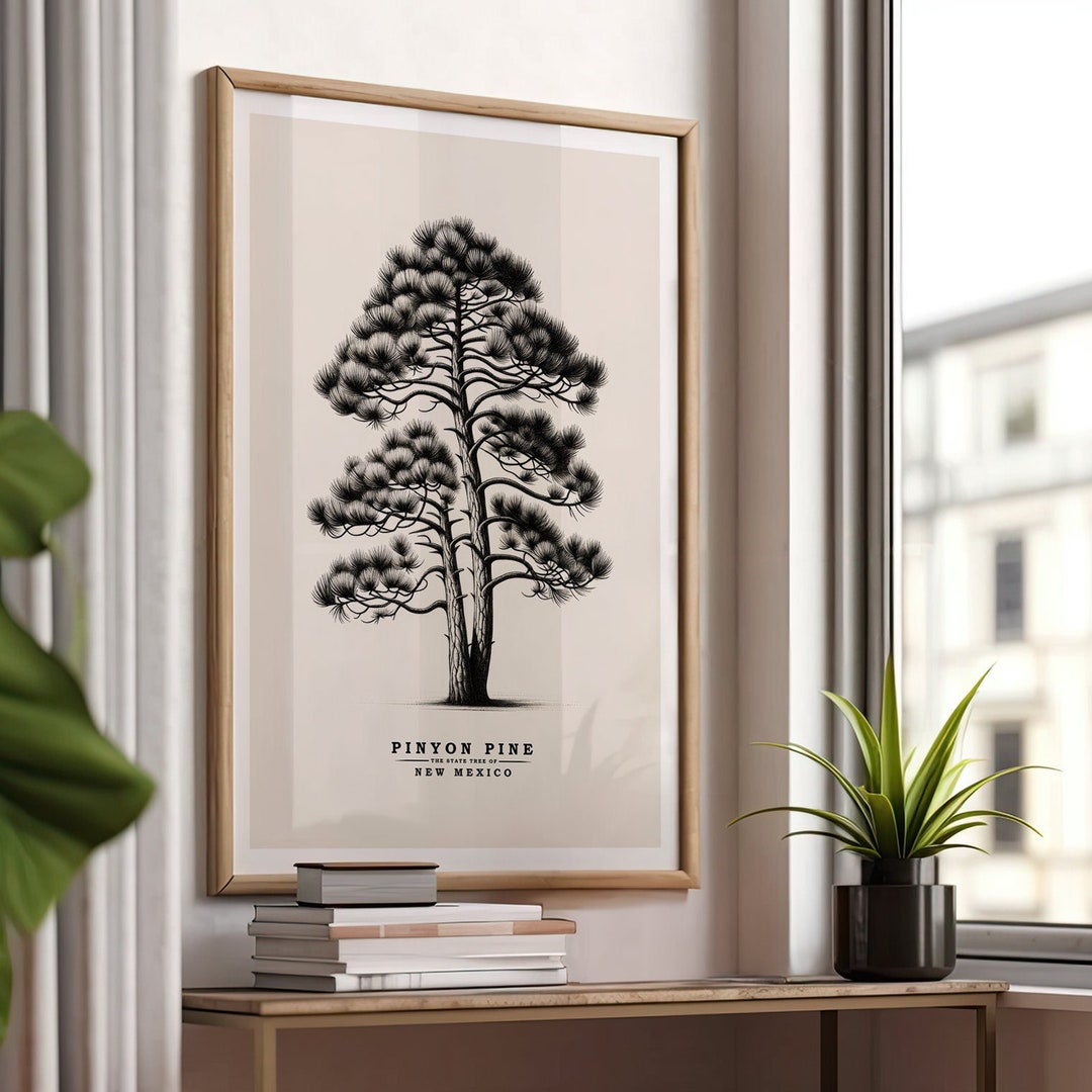 New Mexico State Tree | Pinyon Pine | Vintage Sketch | Tree Poster ...
