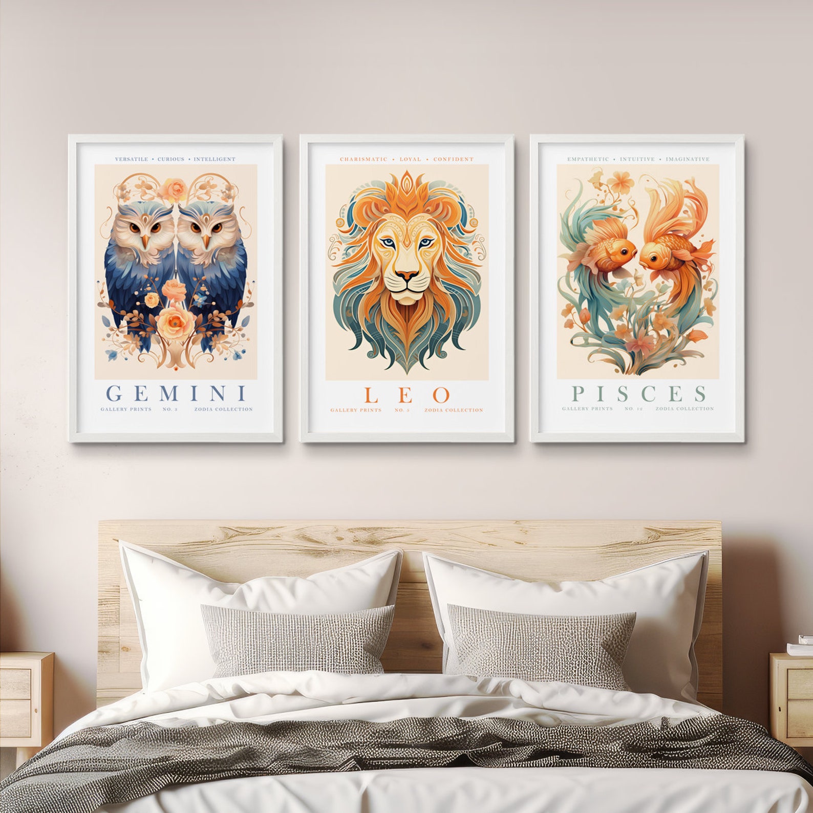 12 Signs of the Zodiac Gallery Wall Set, All 12 Horoscopes Bundle ...