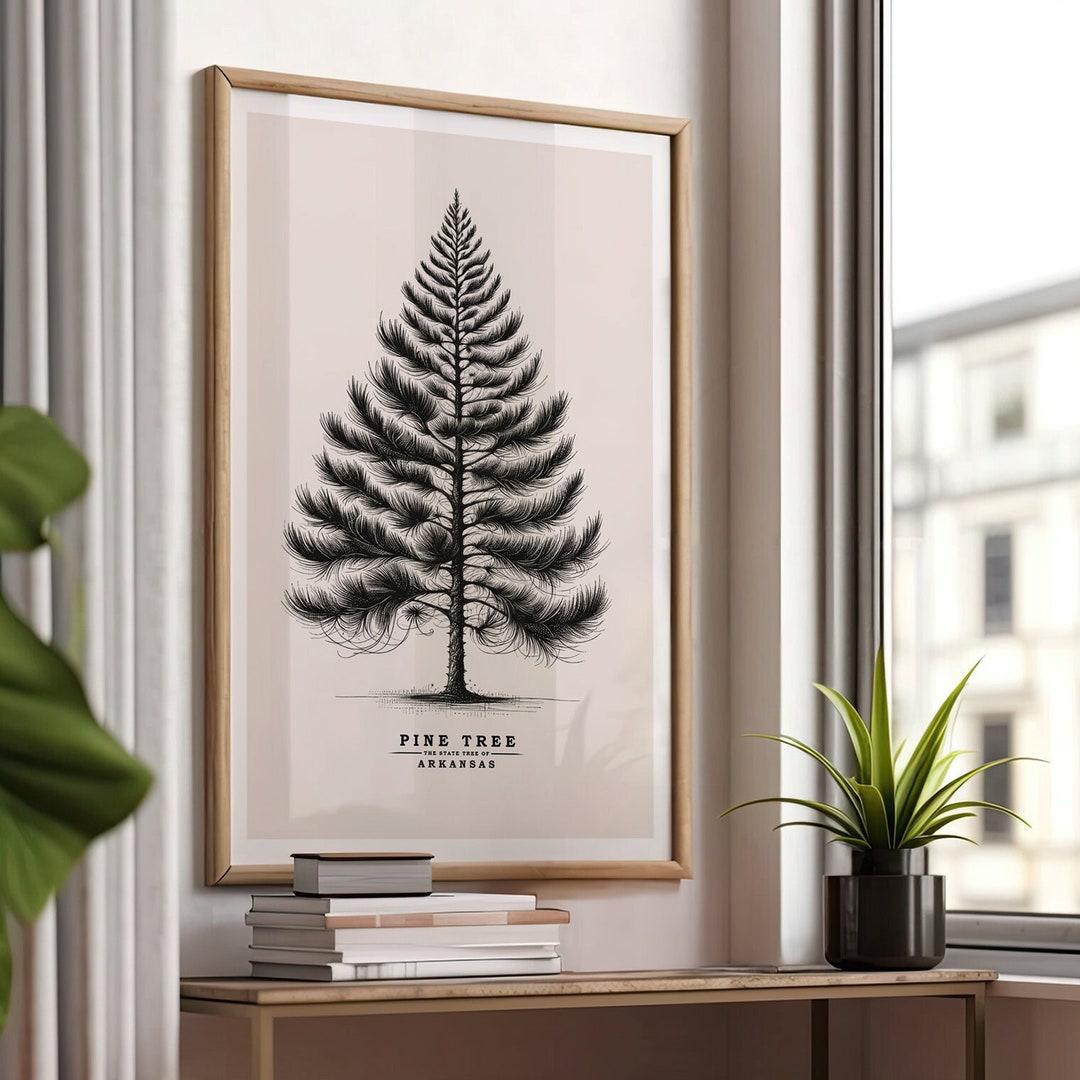 Arkansas State Tree | Pine Tree | Vintage Sketch | Tree Poster | Tree ...