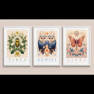 12 Signs of the Zodiac Gallery Wall Set, All 12 Horoscopes Bundle ...