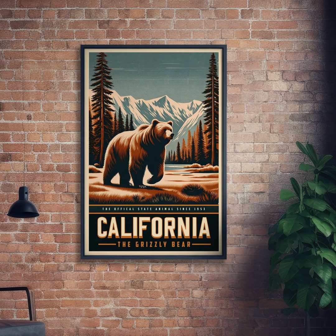 California State Animal | Vintage Prints | Grizzly Bear | Print at Home ...