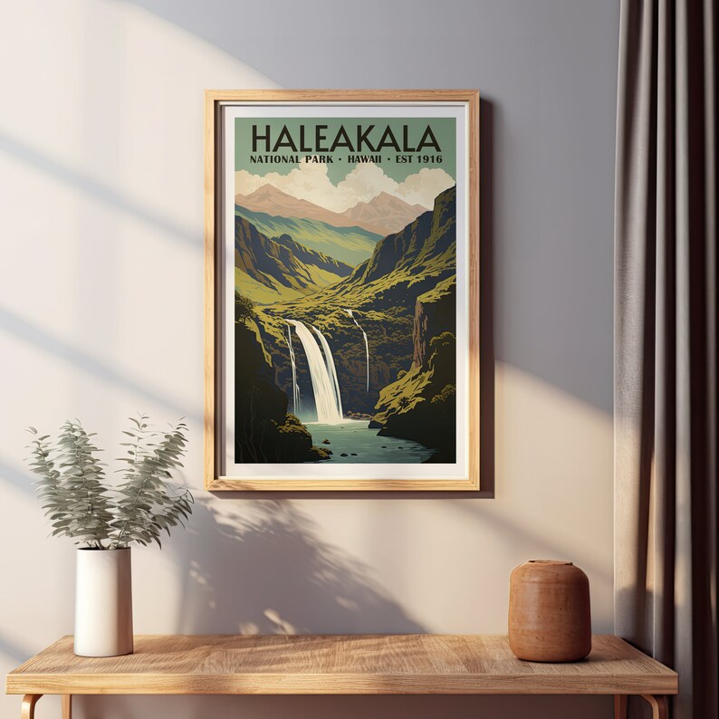 Haleakala National Park Vintage Travel Poster, Print at Home Wall Art PRINTABLE Wall Art Digital ...