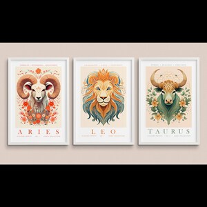 12 Signs of the Zodiac Gallery Wall Set, All 12 Horoscopes Bundle ...