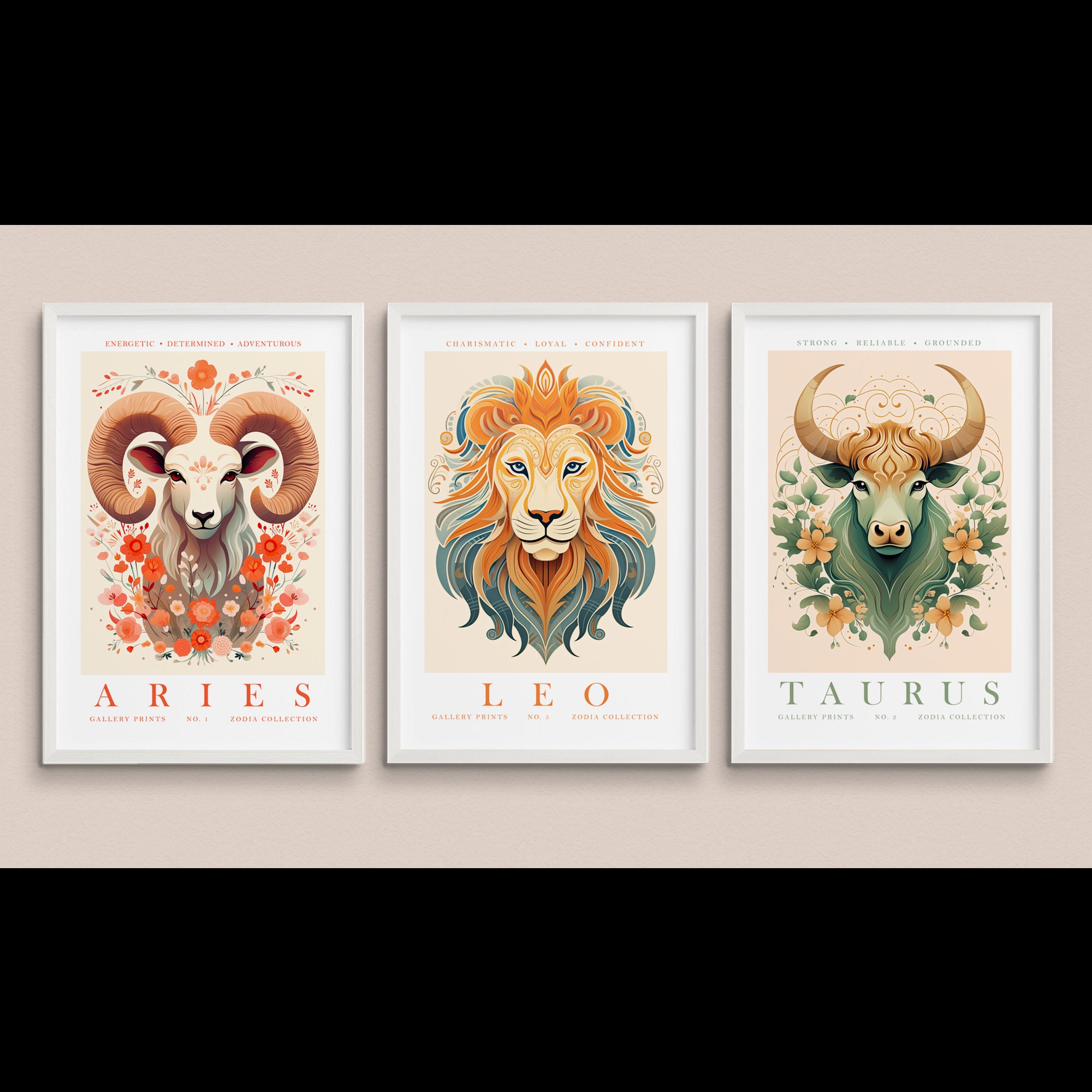 12 Signs of the Zodiac Gallery Wall Set, All 12 Horoscopes Bundle ...