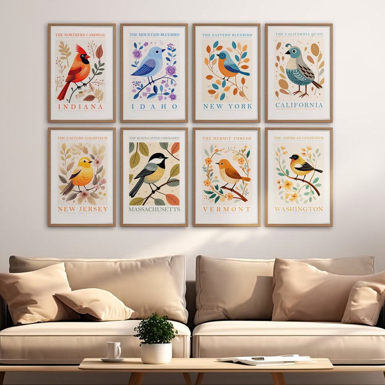 50 State Birds Gallery Wall Set, All 50 States Bundle, Bird Prints ...