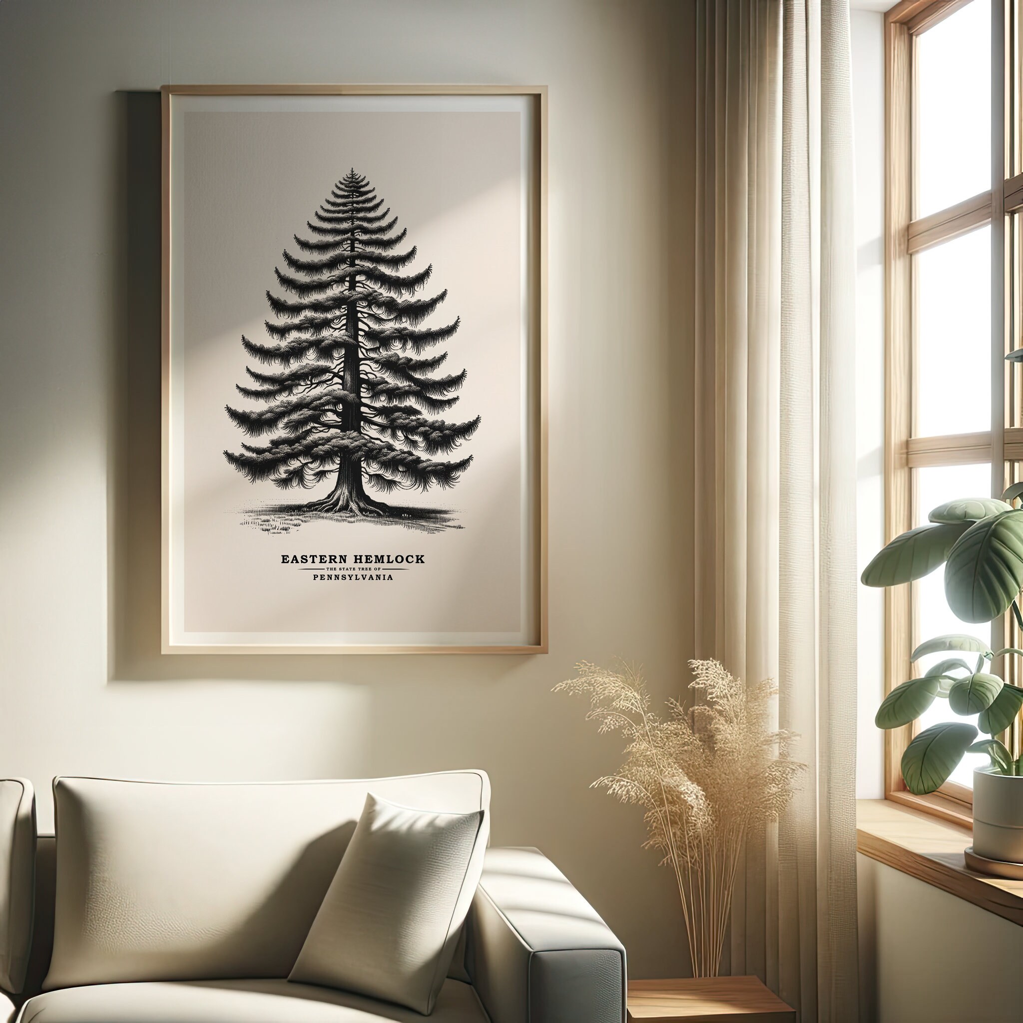 Pennsylvania Eastern Hemlock State Tree Vintage Sketch Tree - Etsy