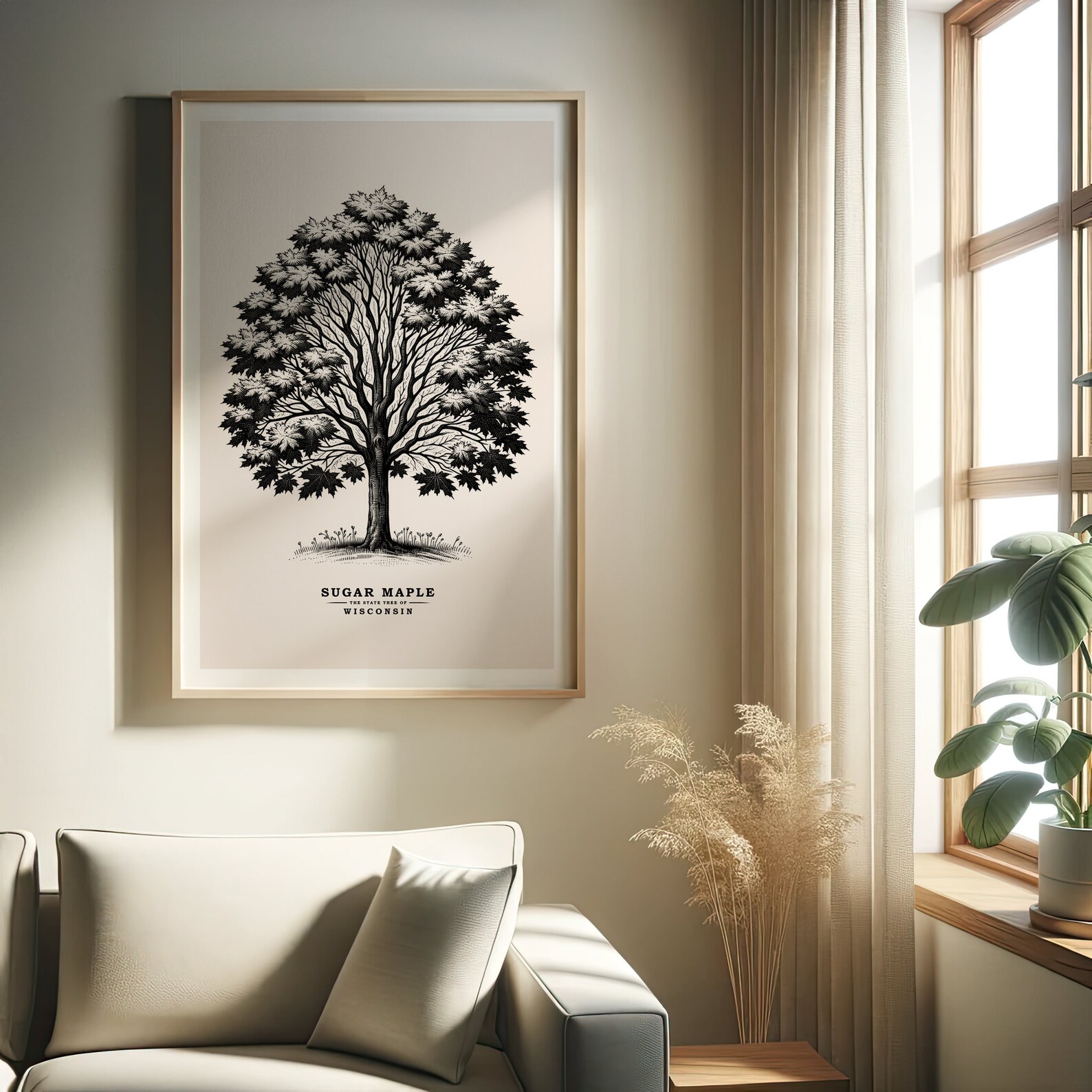 Wisconsin State Tree - Sugar Maple, Vintage Sketch, Tree Poster ...