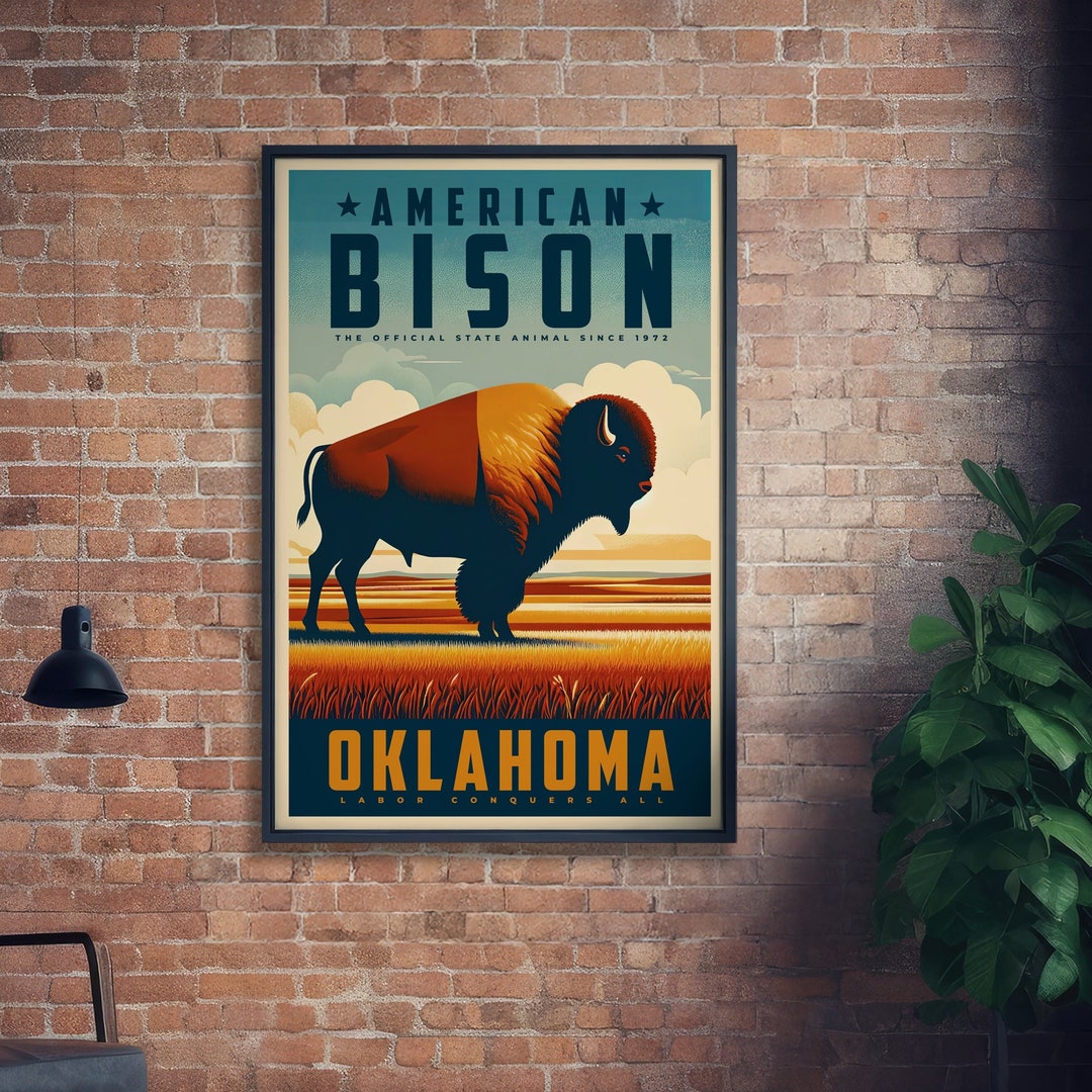 Oklahoma State Animal | Vintage Prints | American Bison | Print at Home ...