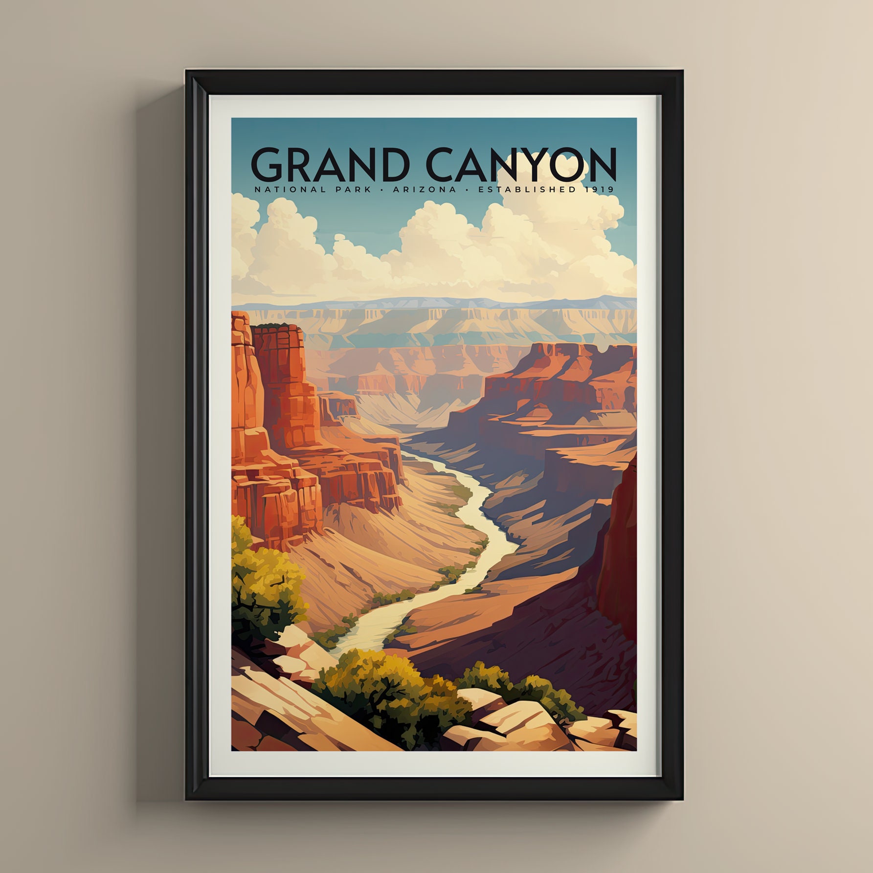 Grand Canyon National Park, Vintage Travel Poster, Print at Home Wall ...