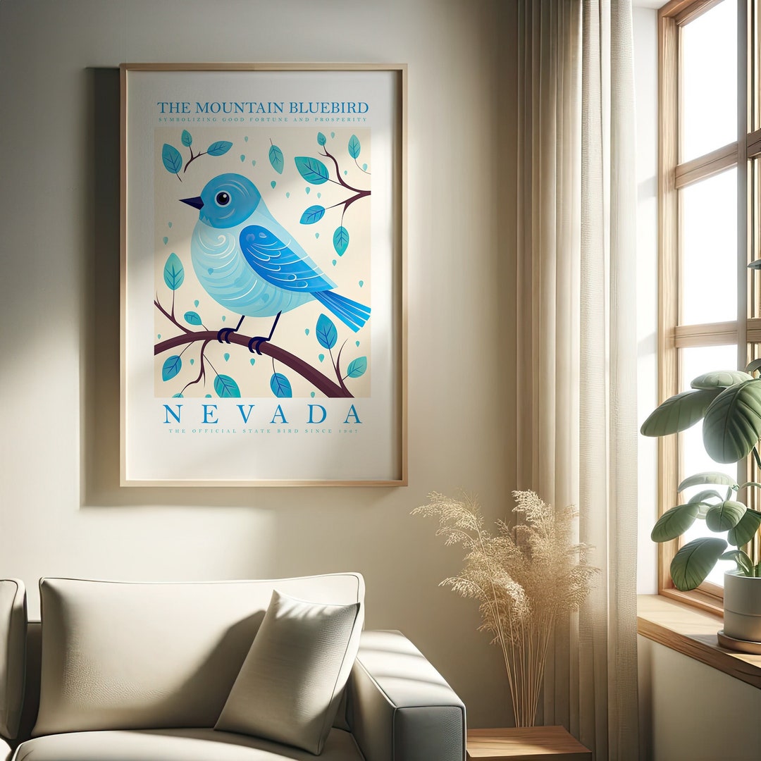 Nevada State Bird Print | Mountain Bluebird | Print at Home | Wall Art ...
