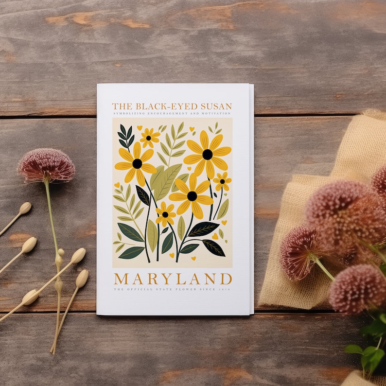 Maryland State Flower Print Black-eyed Susan Flower Prints Trendy ...