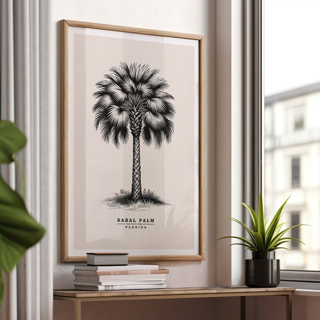 Florida Sabal Palm, State Tree, Vintage Sketch, Tree Poster, Antique ...