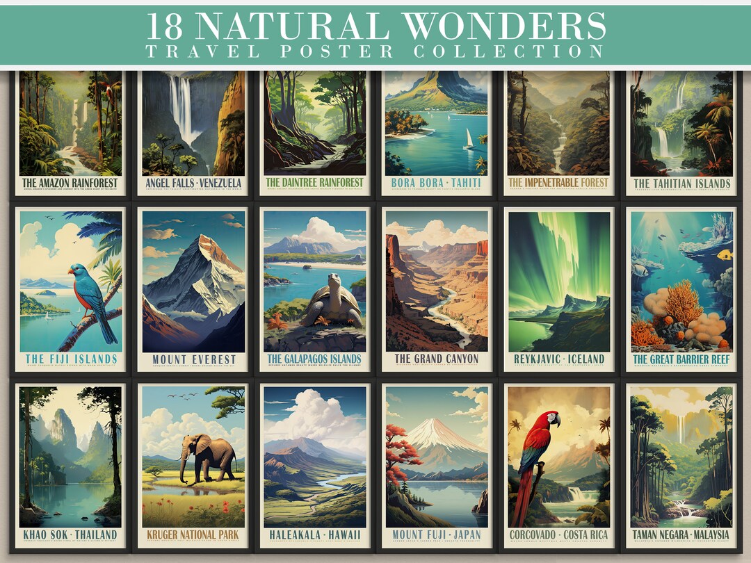 Natural Wonders Travel Posters Bundle, Set of 18 Prints, National Parks ...