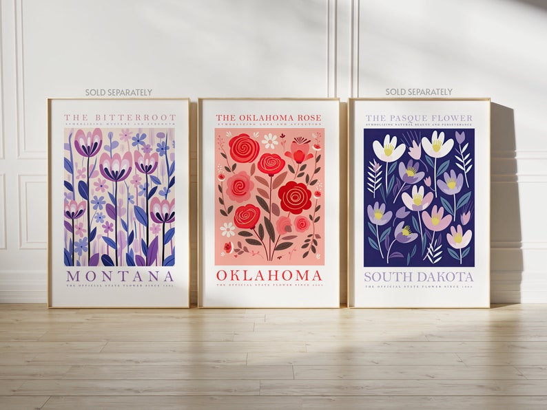 Oklahoma State Flower Print Oklahoma Rose Flower Prints Trendy Floral ...