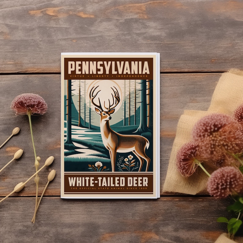 Pennsylvania State Animal | Vintage Prints | White-tailed Deer | Print ...