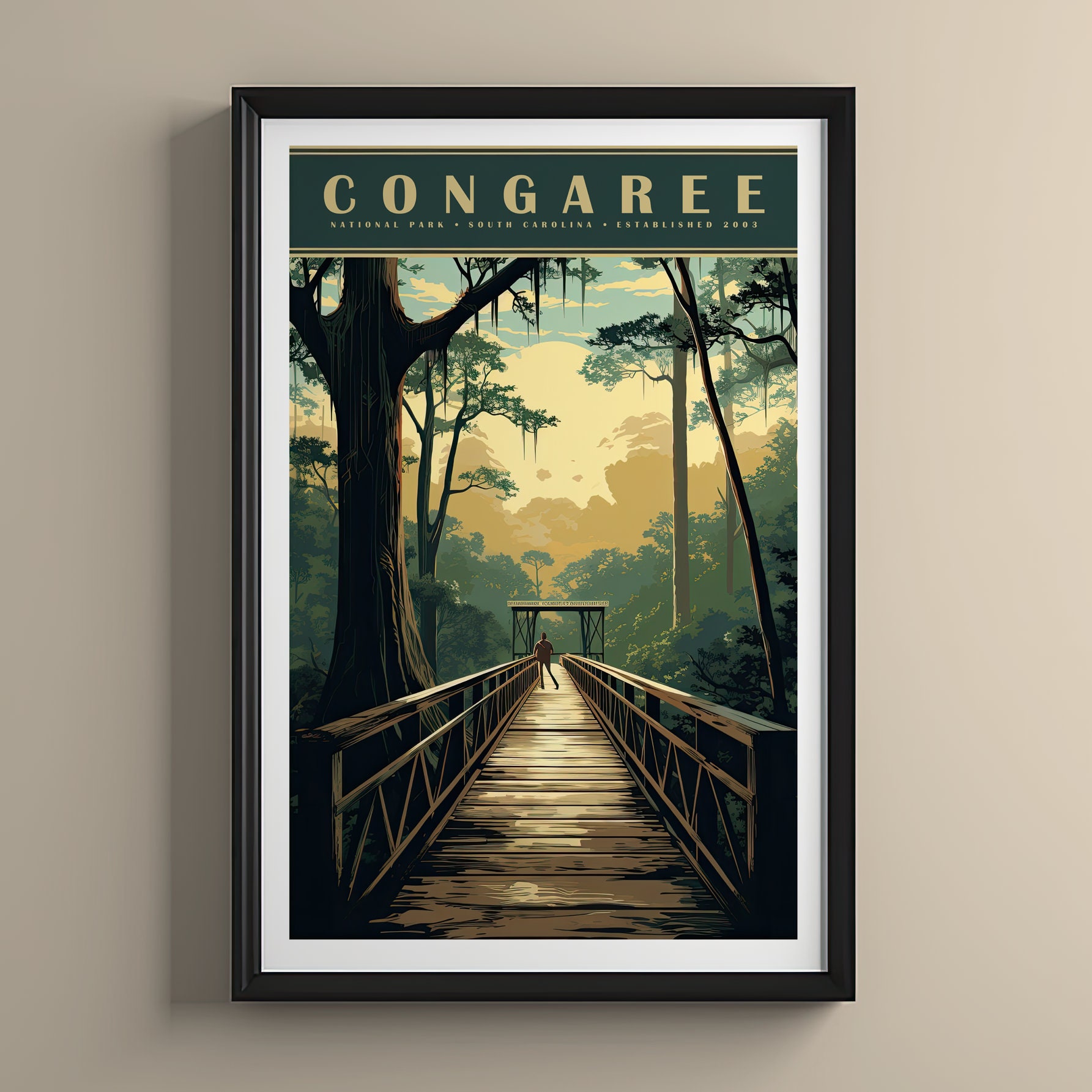 Congaree National Park Vintage Travel Poster, Print at Home Wall Art ...