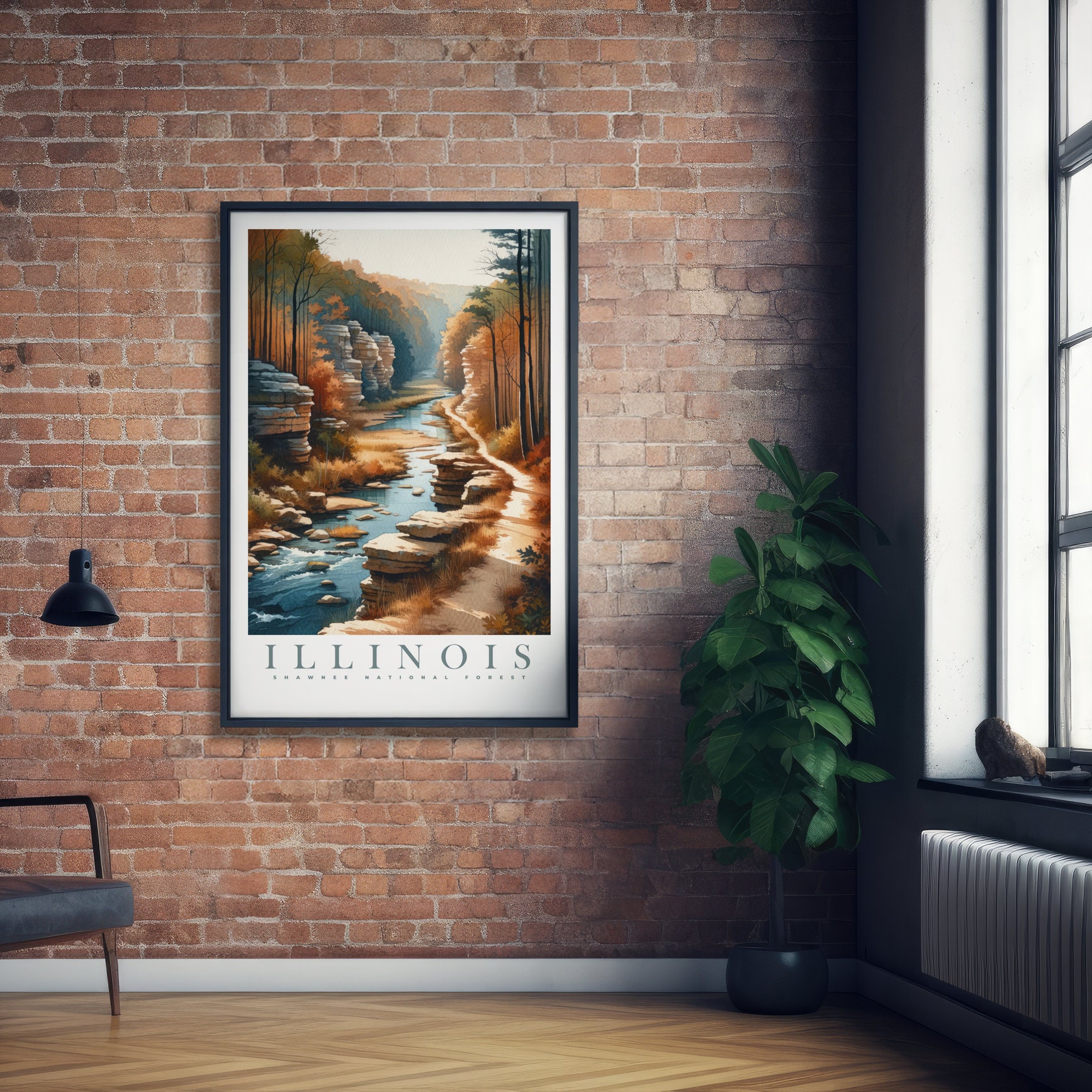 Illinois Watercolor Print Shawnee Forest 50 US States Collection Wall ...