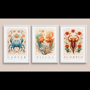 12 Signs of the Zodiac Gallery Wall Set, All 12 Horoscopes Bundle ...