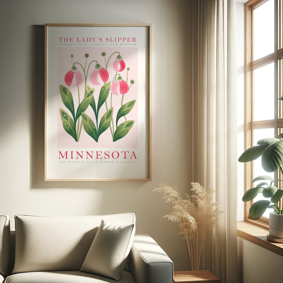 Minnesota State Flower Print, Lady's Slipper, Flower Print, Trendy ...
