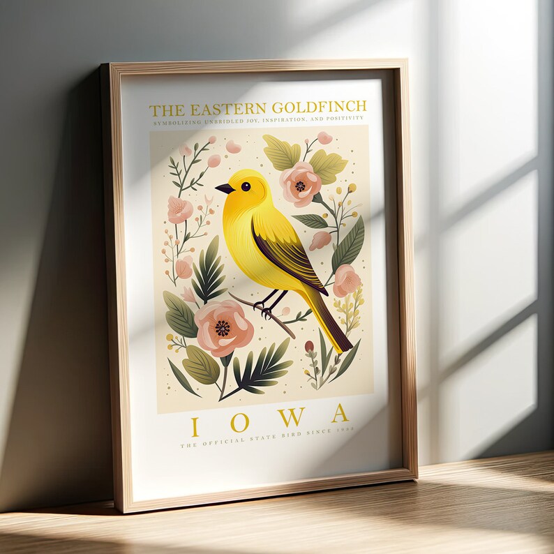 Iowa State Bird Print Goldfinch Print at Home Wall Art PRINTABLE Wall ...