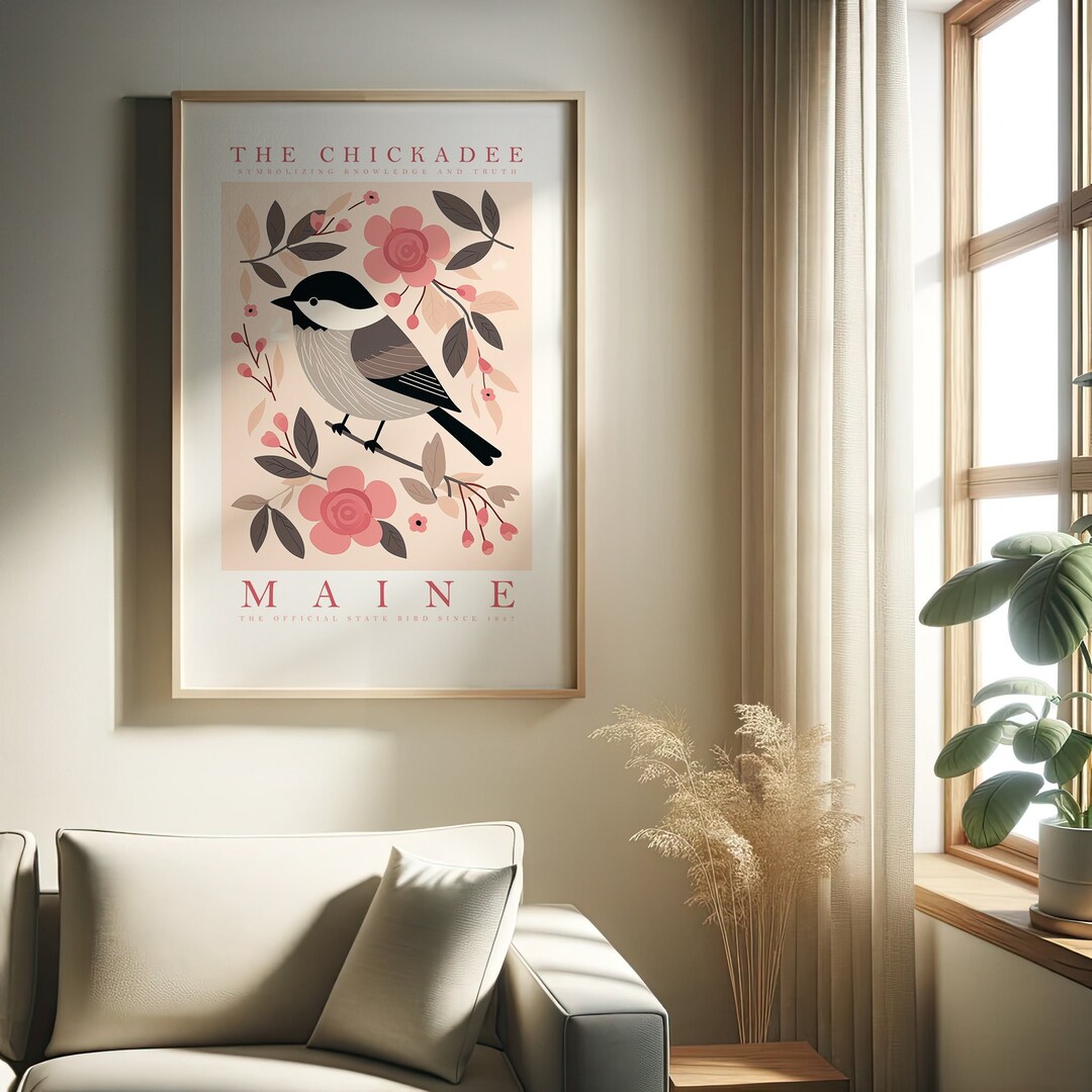 Maine State Bird Print | Chickadee | Print at Home | Wall Art ...