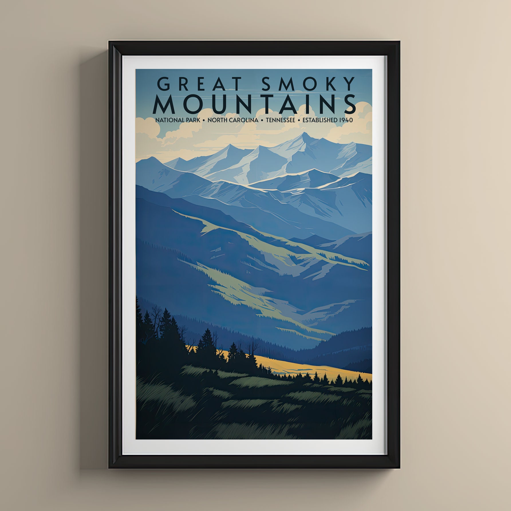 Great Smoky Mountains National Park, Vintage Travel Poster, Print at ...