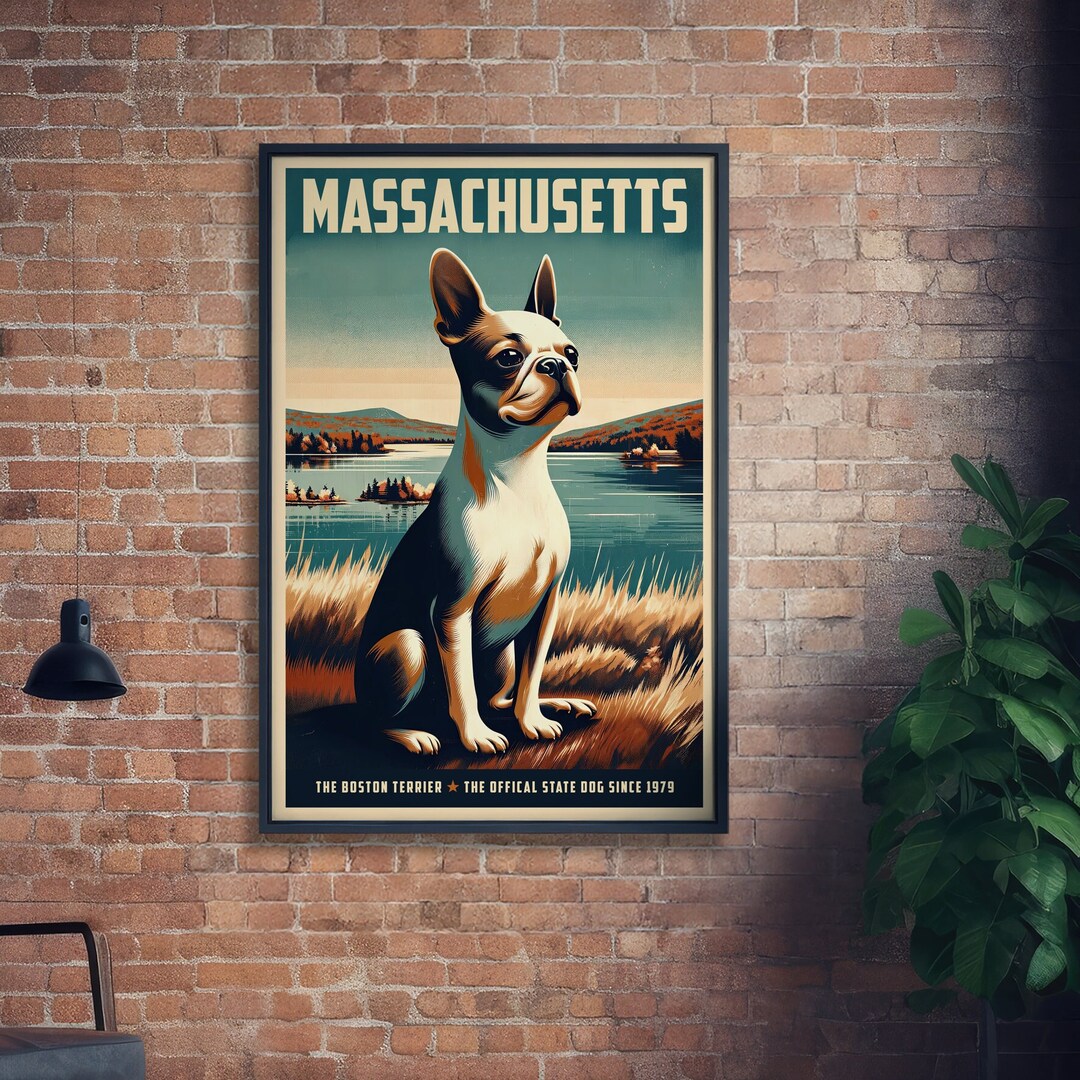 Massachusetts State Animal | Vintage Prints | Boston Terrier | Print at ...