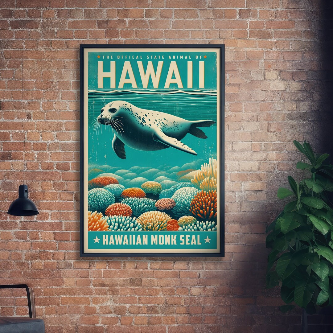 Hawaii State Animal | Vintage Prints | Hawaiian Monk Seal | Print at ...
