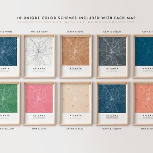 Atlanta City Map | 10 Color Variations | City Map Prints | Instant ...