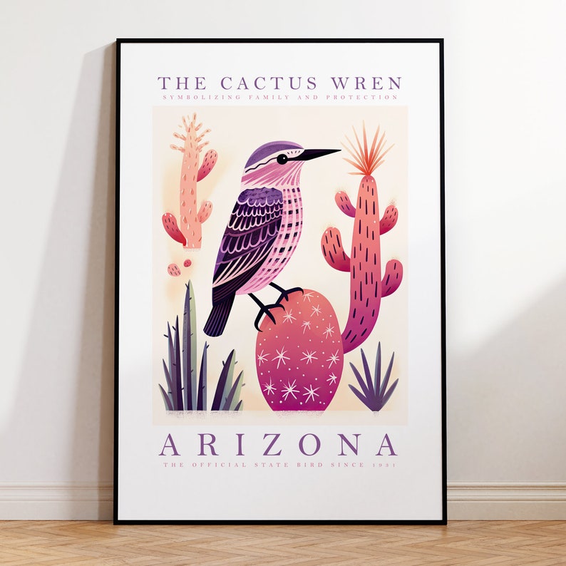 Arizona State Bird Print Cactus Wren Print at Home Wall Art PRINTABLE ...